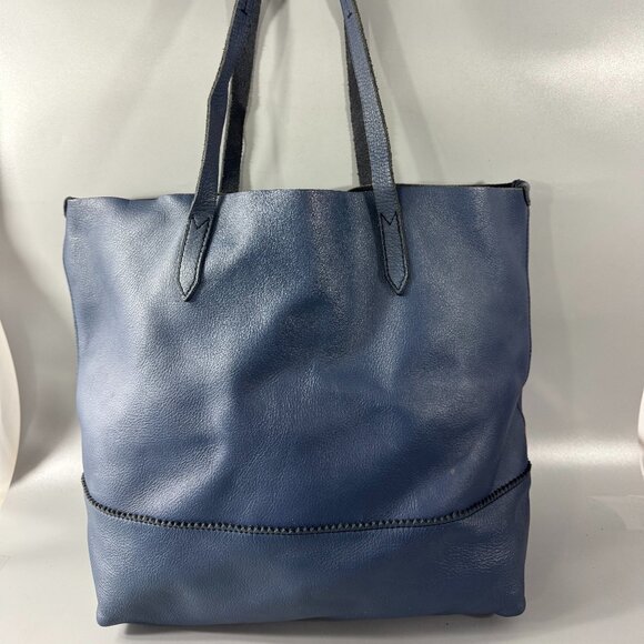 J. Crew | Bags | J Crew Carry All Tote Bag Navy Blue Leather Shoulder ...